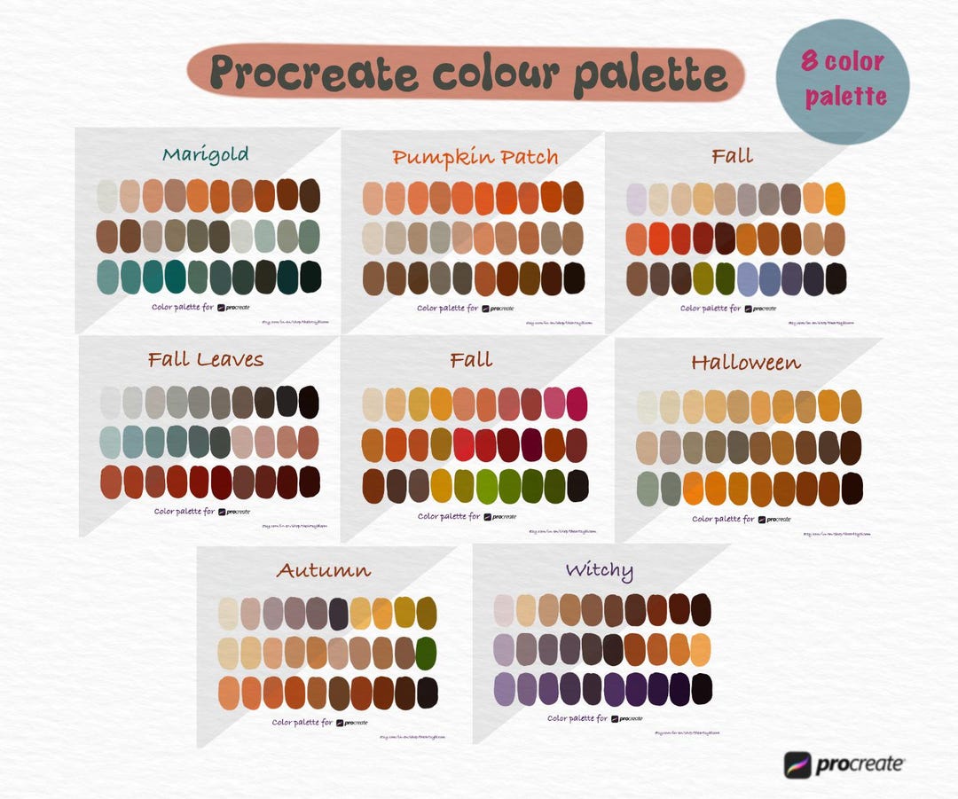 Autumn Procreate Color Palette, Procreate Fall Color Swatches, Digital ...