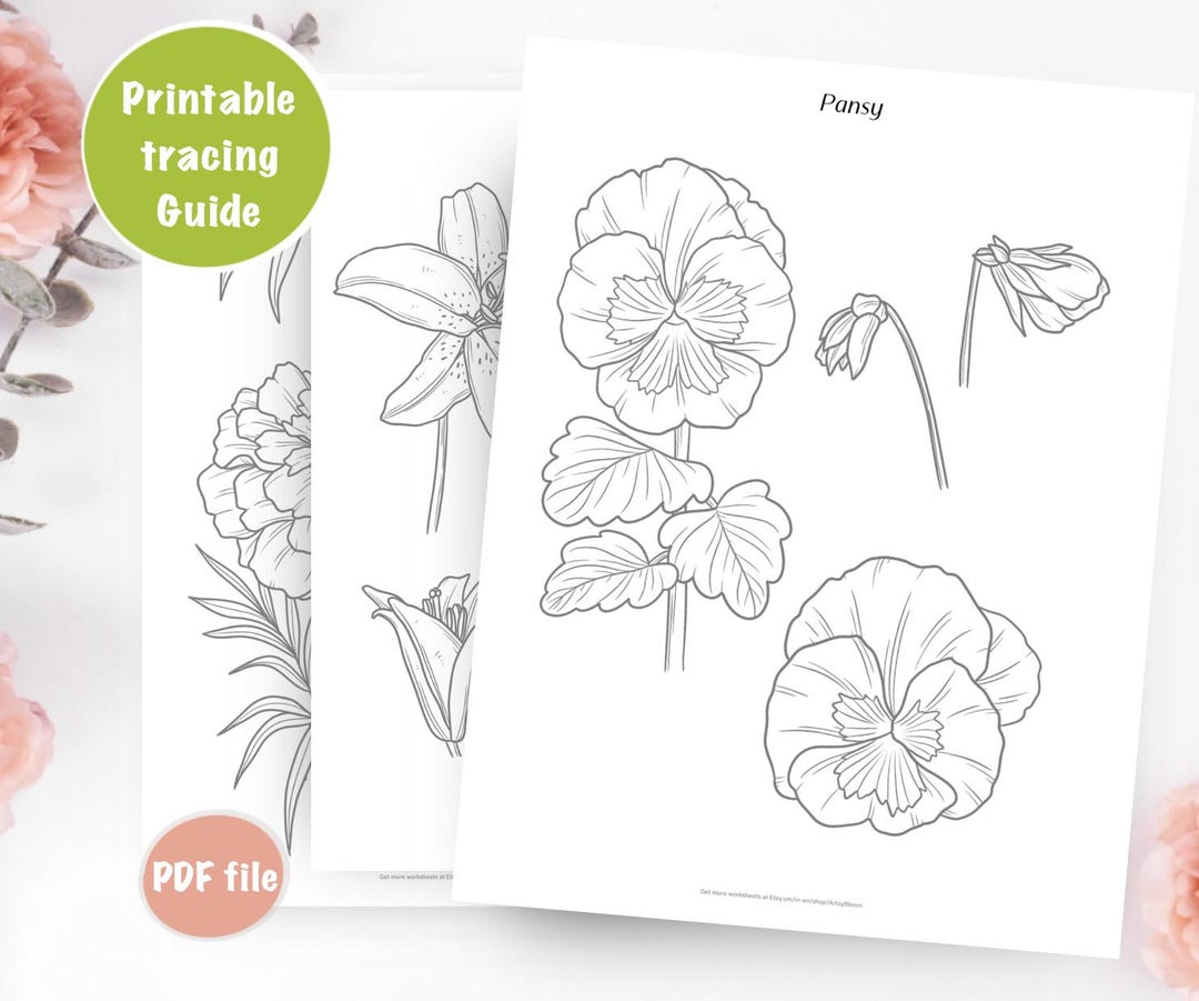Flower Tracing Guides, Learn to Draw Flowers, Coloring Pages, Printable ...