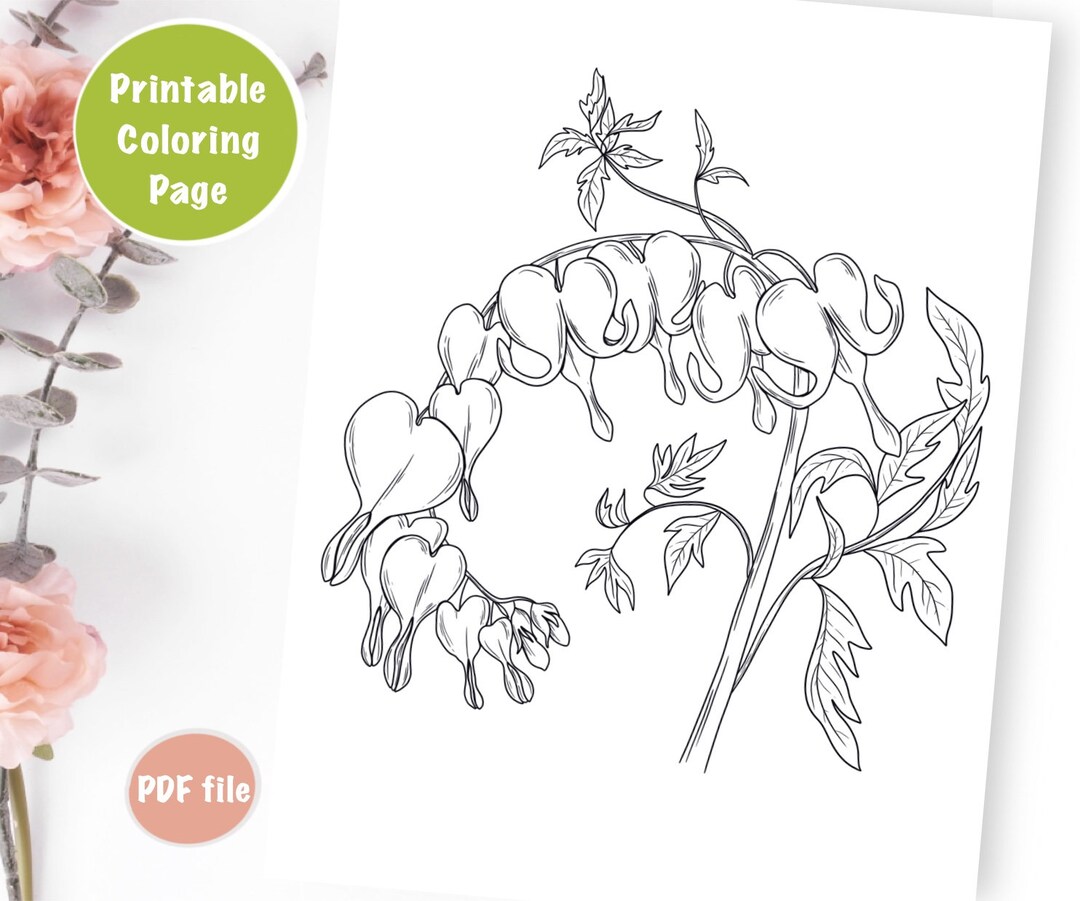Printable Flower Coloring Pages for Adults bleeding Heart Flower ...