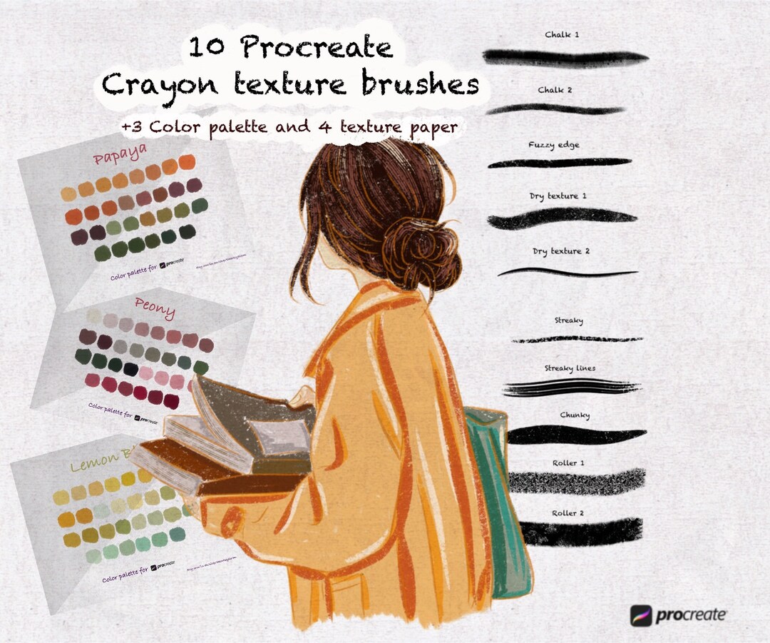 Crayon Texture Brush Pack for Digital Illustration, Digital Art Texture ...