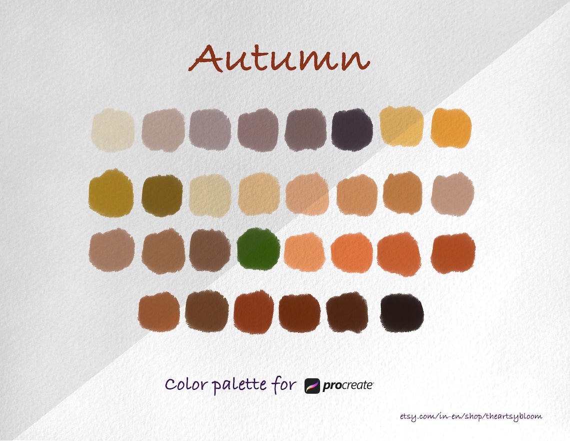 Procreate Color Palette Colorful Fall Autumn Color Swatches Etsy