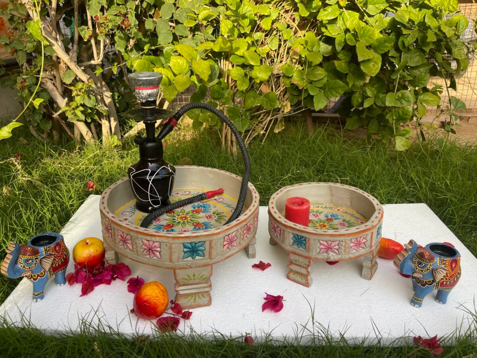 Indian Round Gray Painted Chakki Coffee Side Table Wooden - Etsy