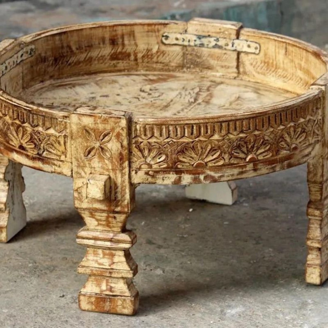 Wooden Indian Decor Chakki Table,coffee Table,round Table,cocktail ...
