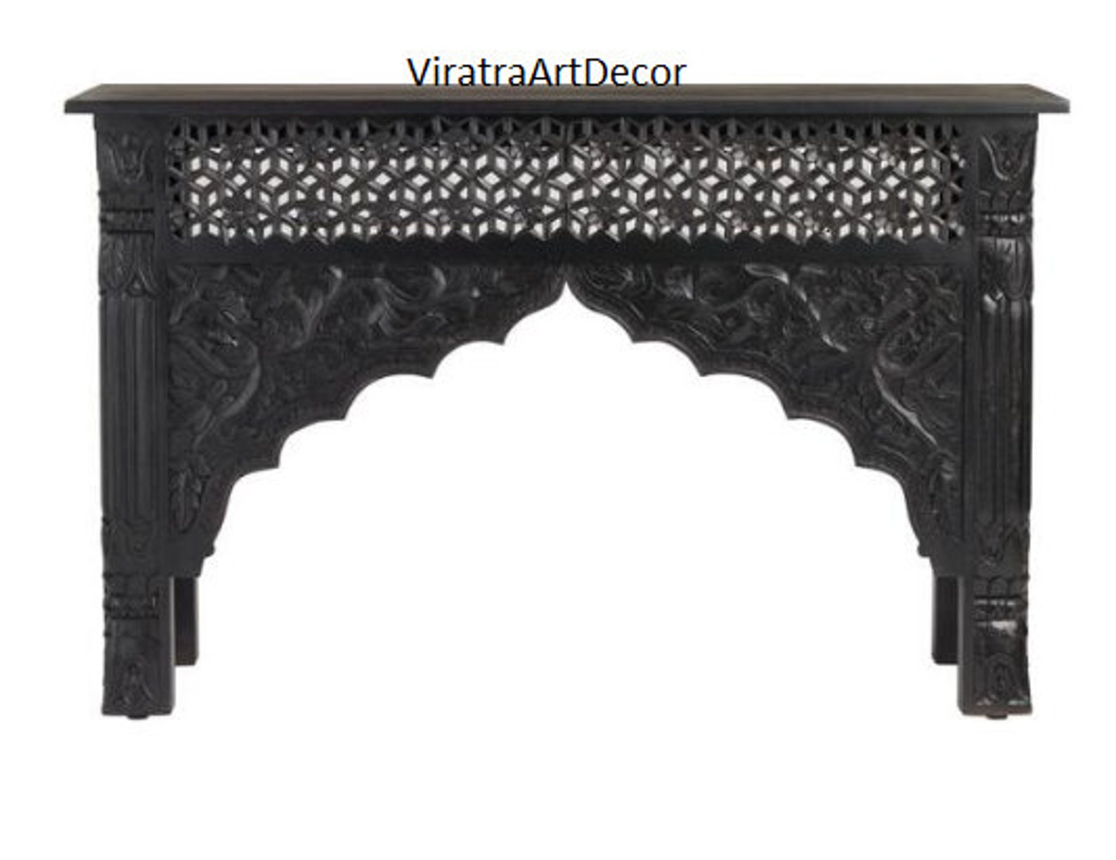 Wooden Indian Matte Black Carved Wood Console Table/beautiful - Etsy