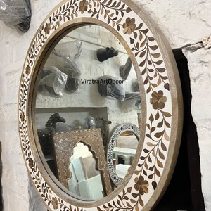Wooden Indian Bone Inlay Mirror for Home,wall Hanging Bone Inlay ...