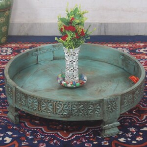 Indian Carved Chakki Table Coffee Table Vintage Indian - Etsy