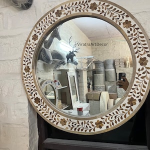 Wooden Indian Bone Inlay Mirror for Home,wall Hanging Bone Inlay ...