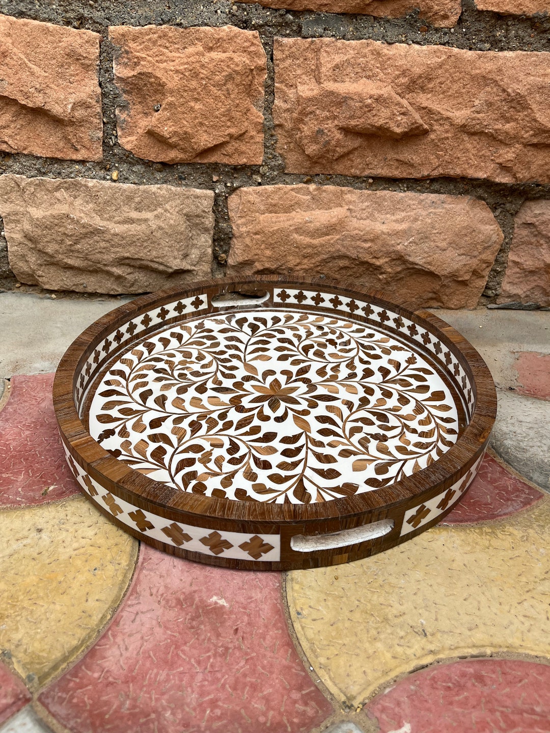 Beautiful Bone Inlay Handcrafted Unique Serving Trayindian - Etsy