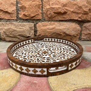 Beautiful Bone Inlay Handcrafted Unique Serving Trayindian - Etsy
