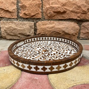 Beautiful Bone Inlay Handcrafted Unique Serving Trayindian - Etsy