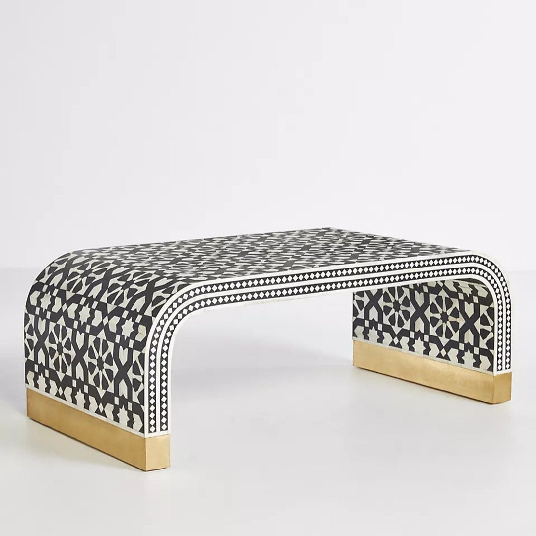 Wooden Indian Beautiful Bone Inlay Coffee Table,bone Inlay Center Table ...