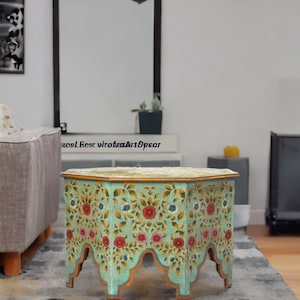 Beautiful Floral Painted Central Table,wooden Artistic Coffee Table ...