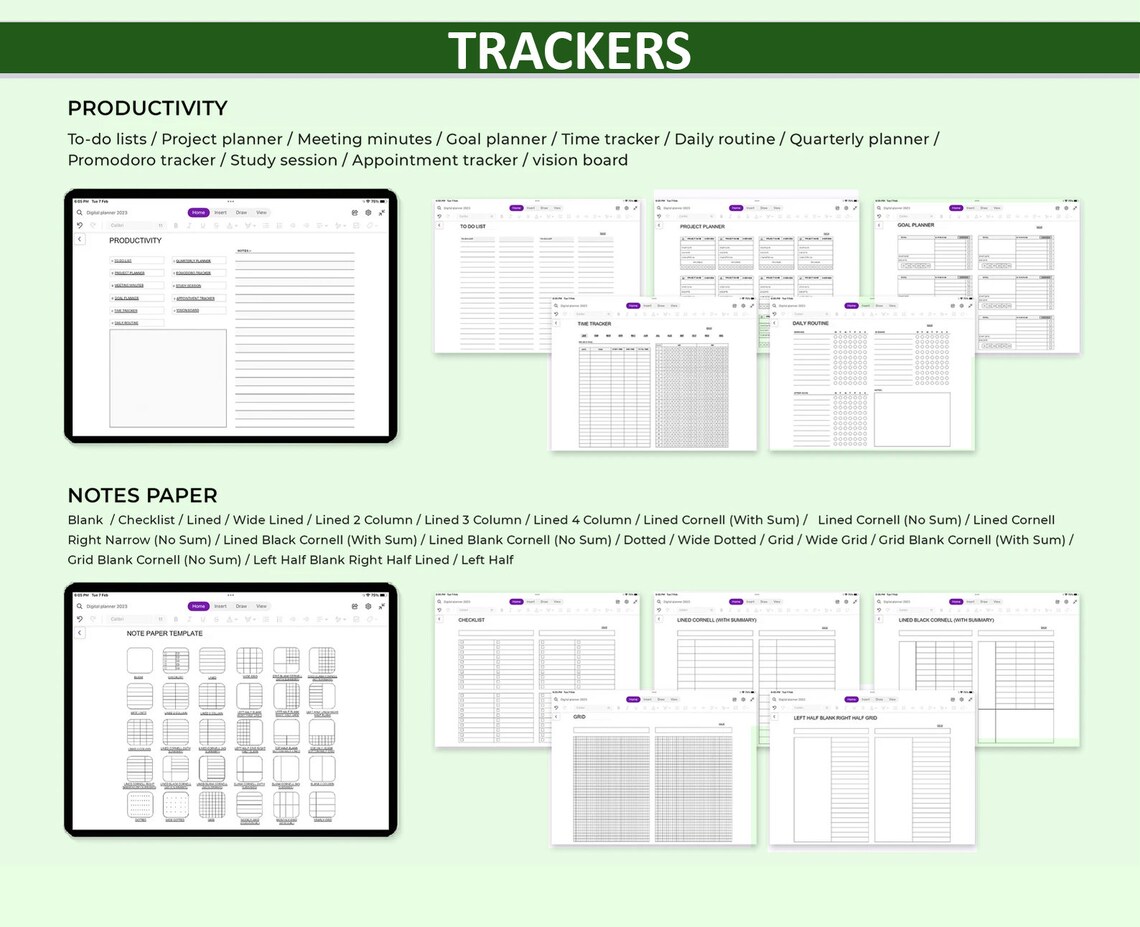 Notion Template / Onenote, 2023 Dated. Daily and Weekly, One Note ...