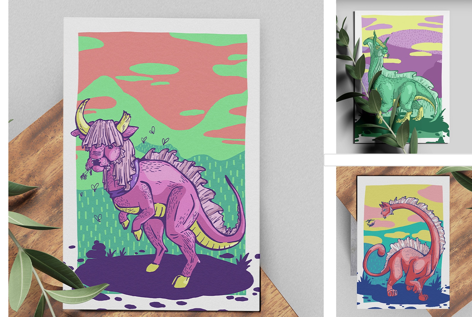 Dino Print / Digital Art / Animal Fusion | Etsy