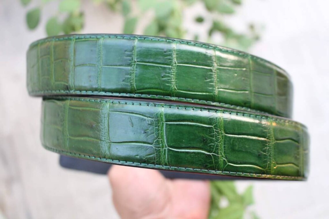 Green Alligator Leather Men Belt Exotic Belt Alligator | Etsy