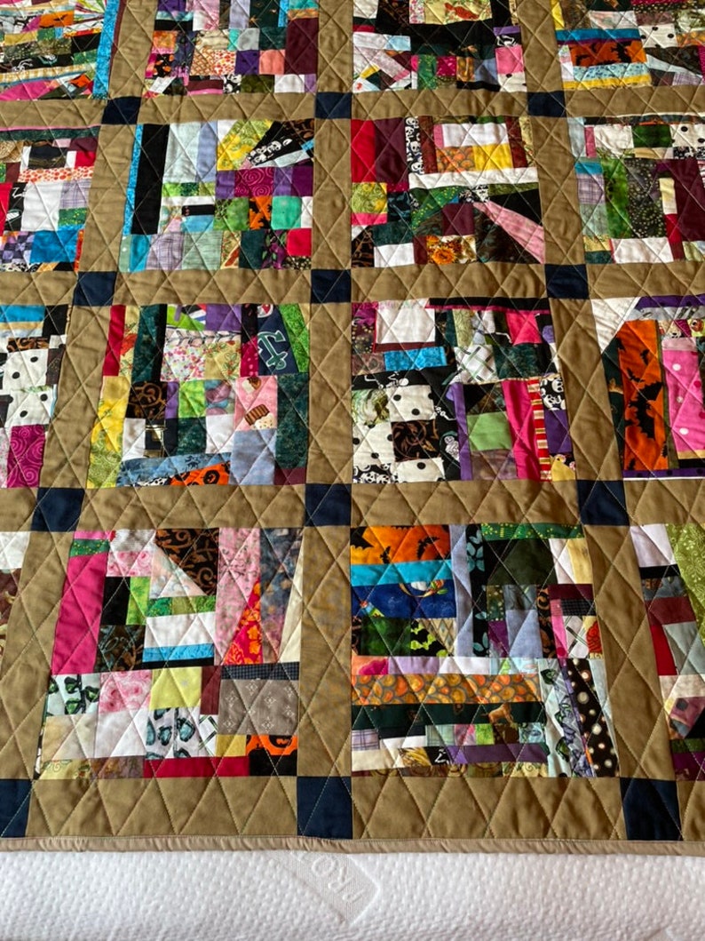 Scrap Crumb Throw Quilt - Etsy