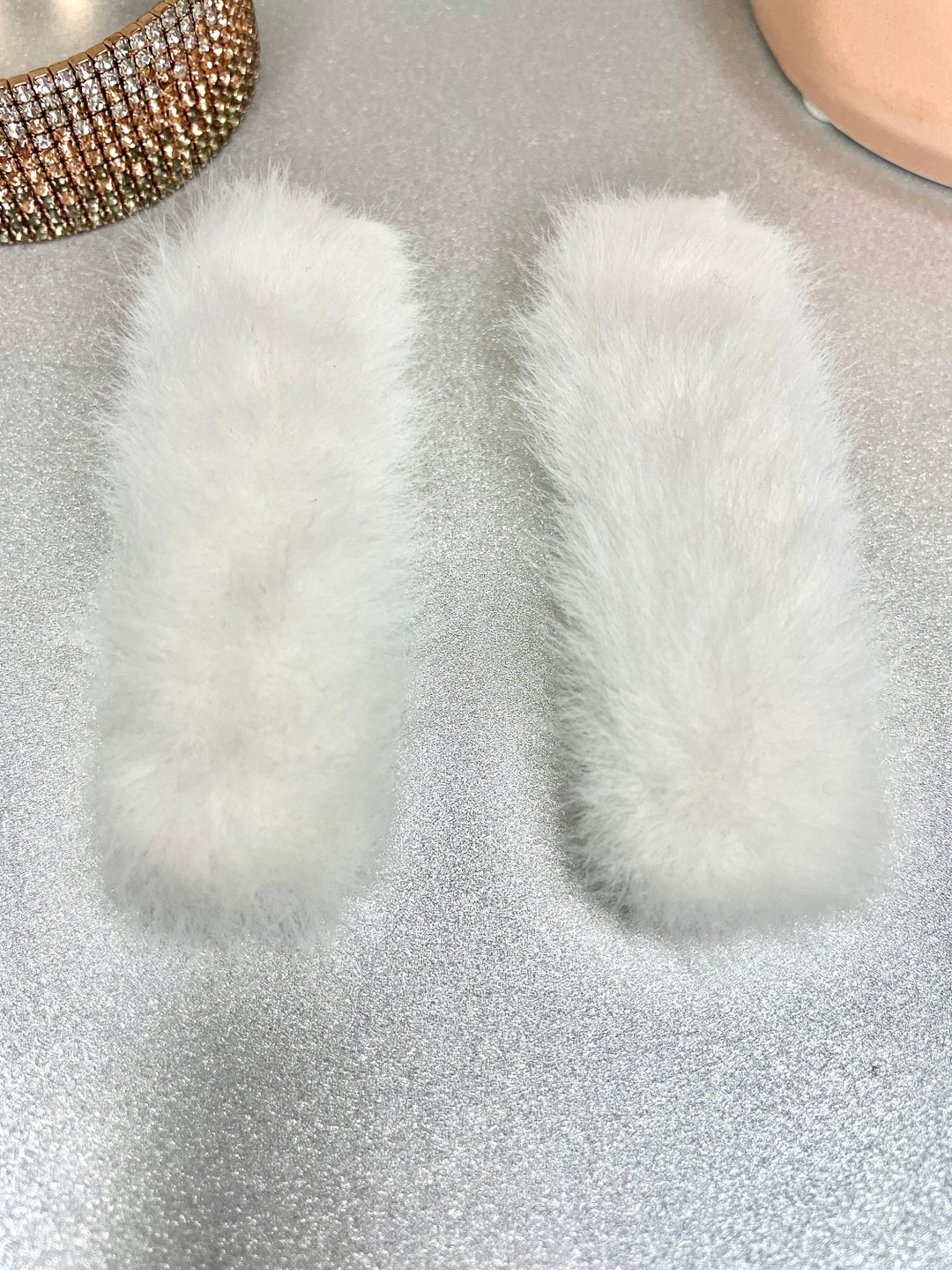 White Hair Clips, Hair Clips,f Uzzy Hair Clips, Faux Fur Hair Clips ...