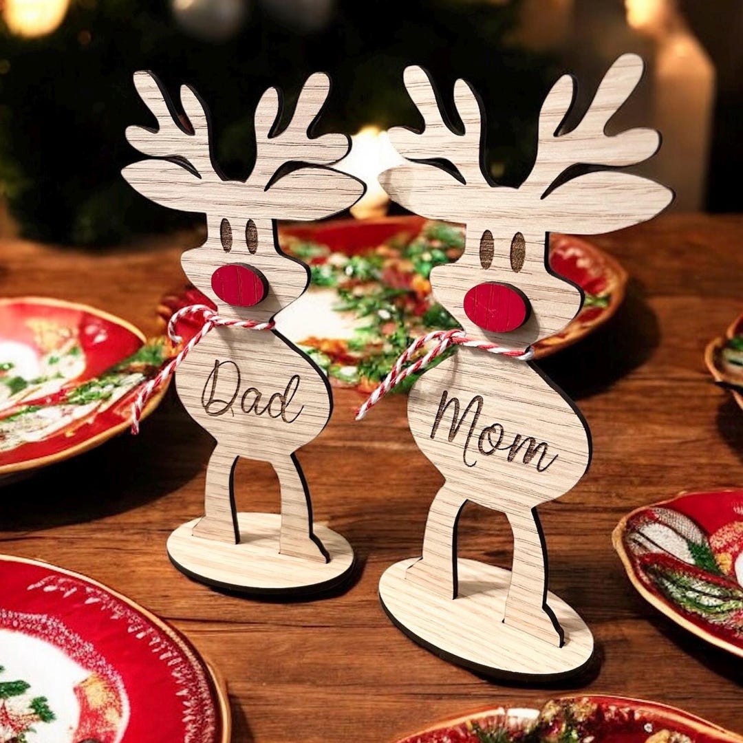 Personalized 3D Wood Engraved Reindeer Place Setting - Add a ...