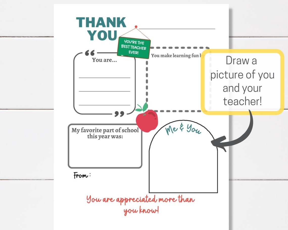 End of School Year Printable Teacher Appreciation - Etsy