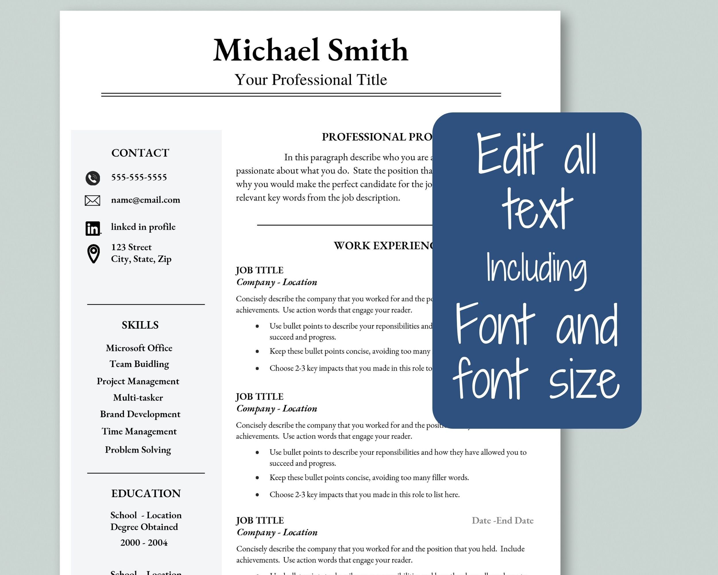 Resume Template | Professional 2 Page Resume With Cover Letter and ...