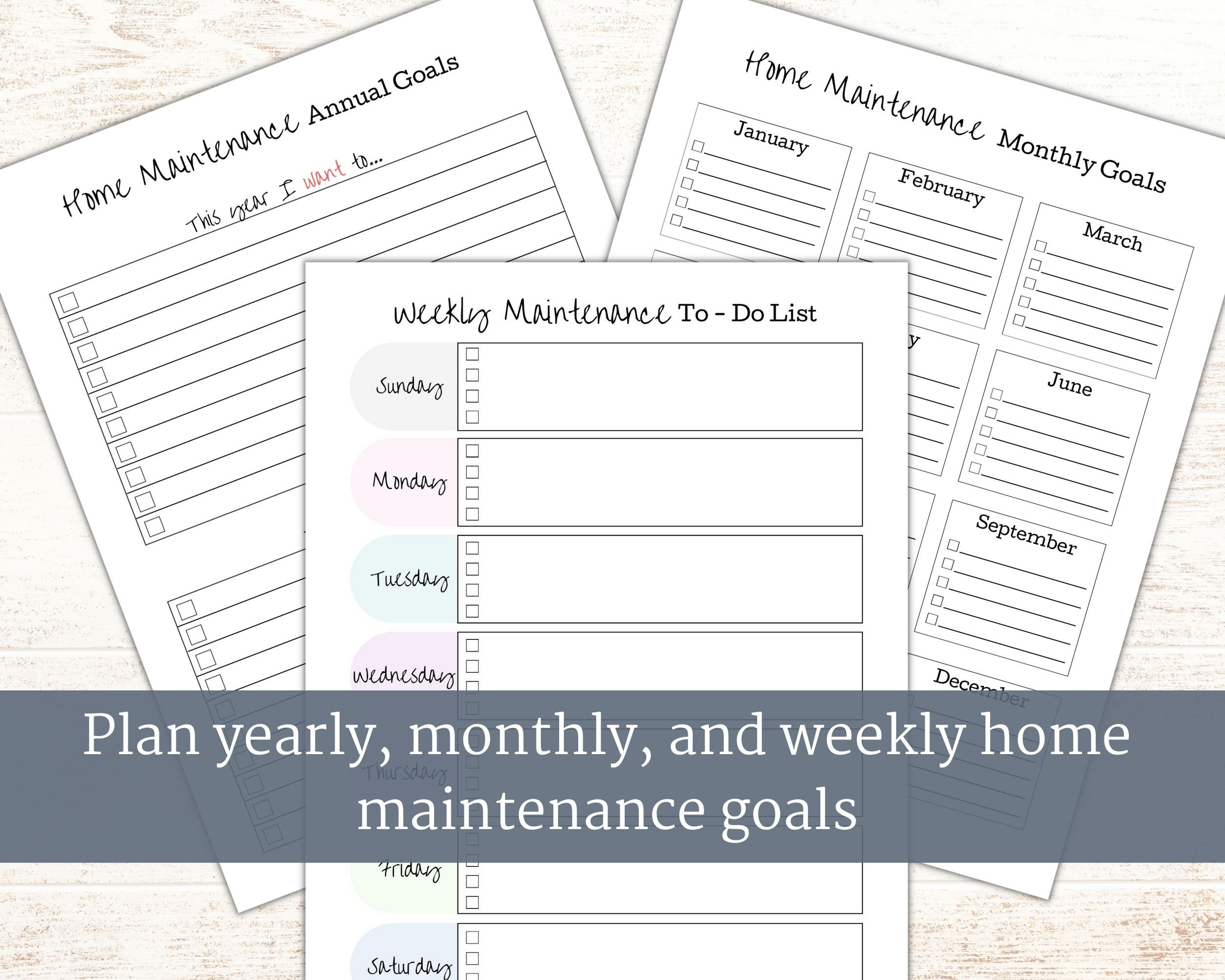Home Maintenance Checklist and Planner Printable | Household Binder ...