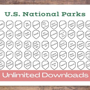 US National Parks Printable | United States National Parks Color in Log ...