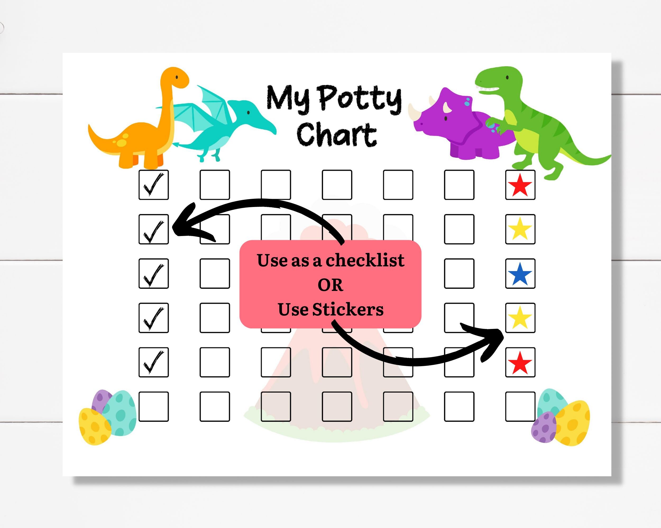 Potty Training Chart, Dinosaur Potty Training Chart Boys, Kids Reward ...