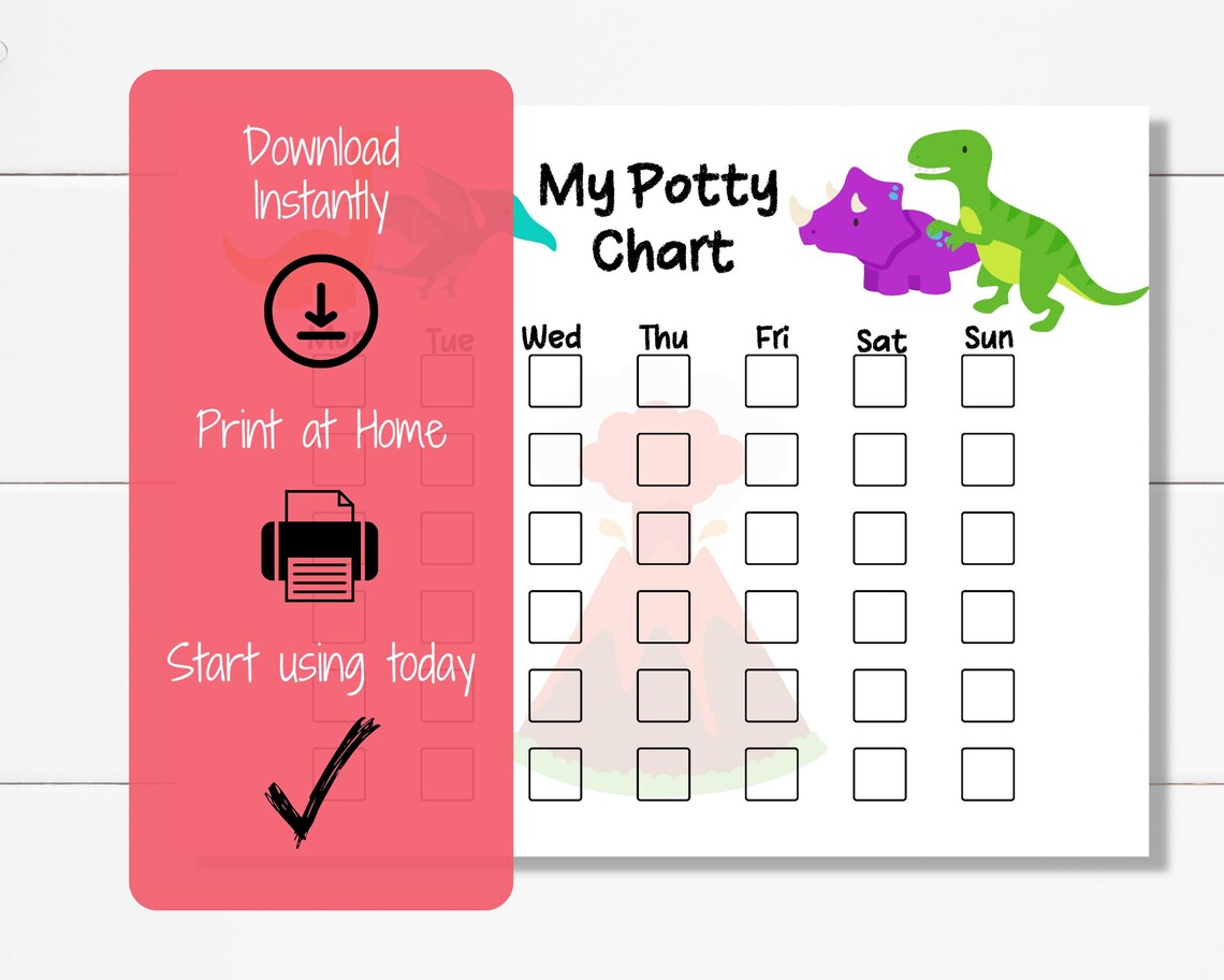 Potty Training Chart Dinosaur Potty Training Chart Boys Kids - Etsy