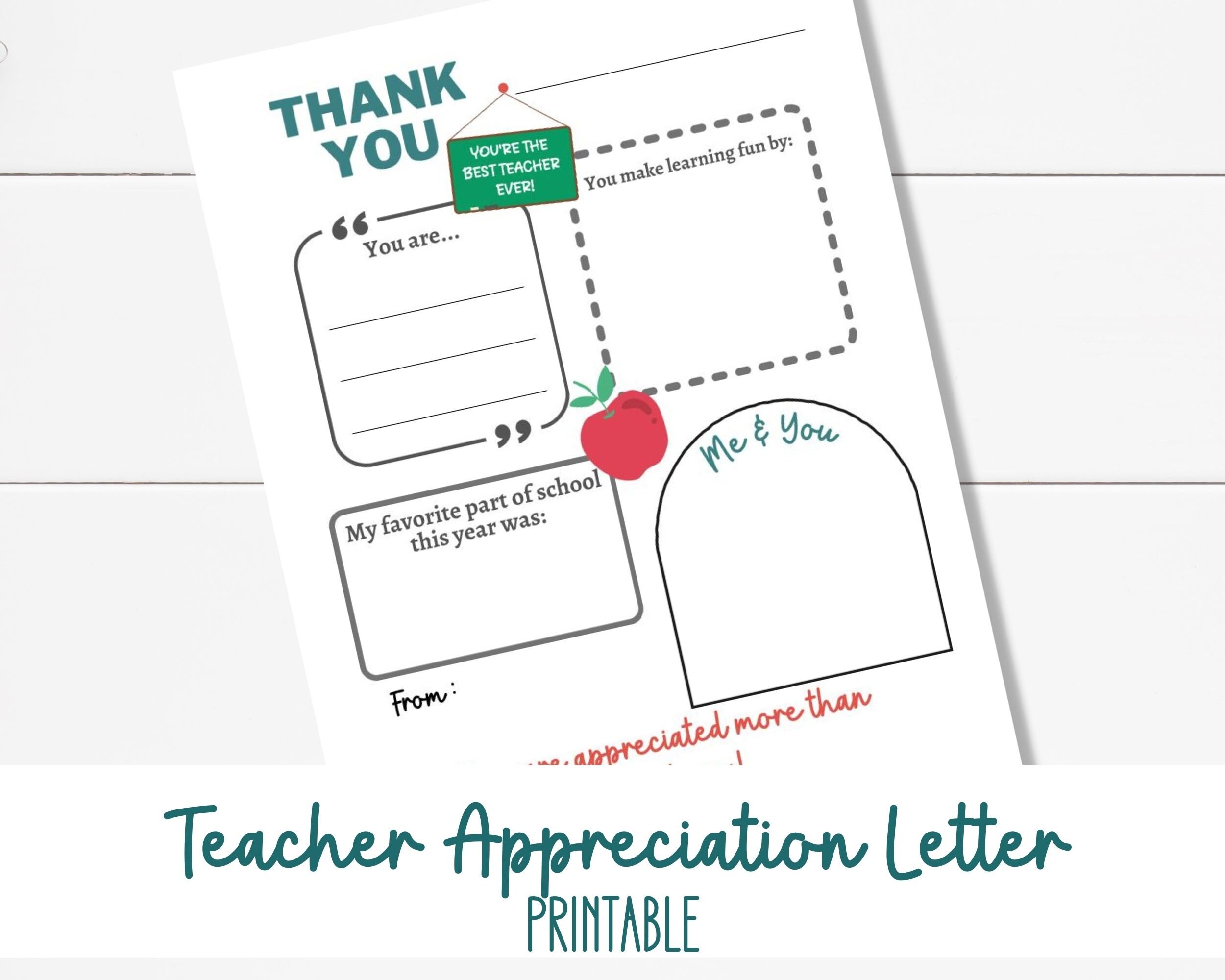 End of School Year Printable, Teacher Appreciation Personalized Gift ...