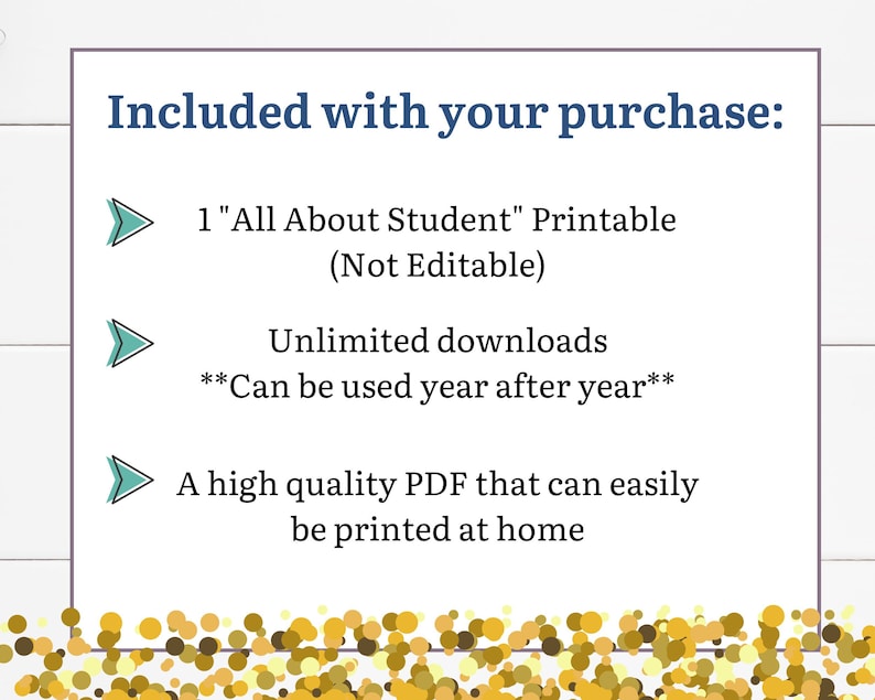 All About Me Student Printable, Meet the Student, Back to School for ...