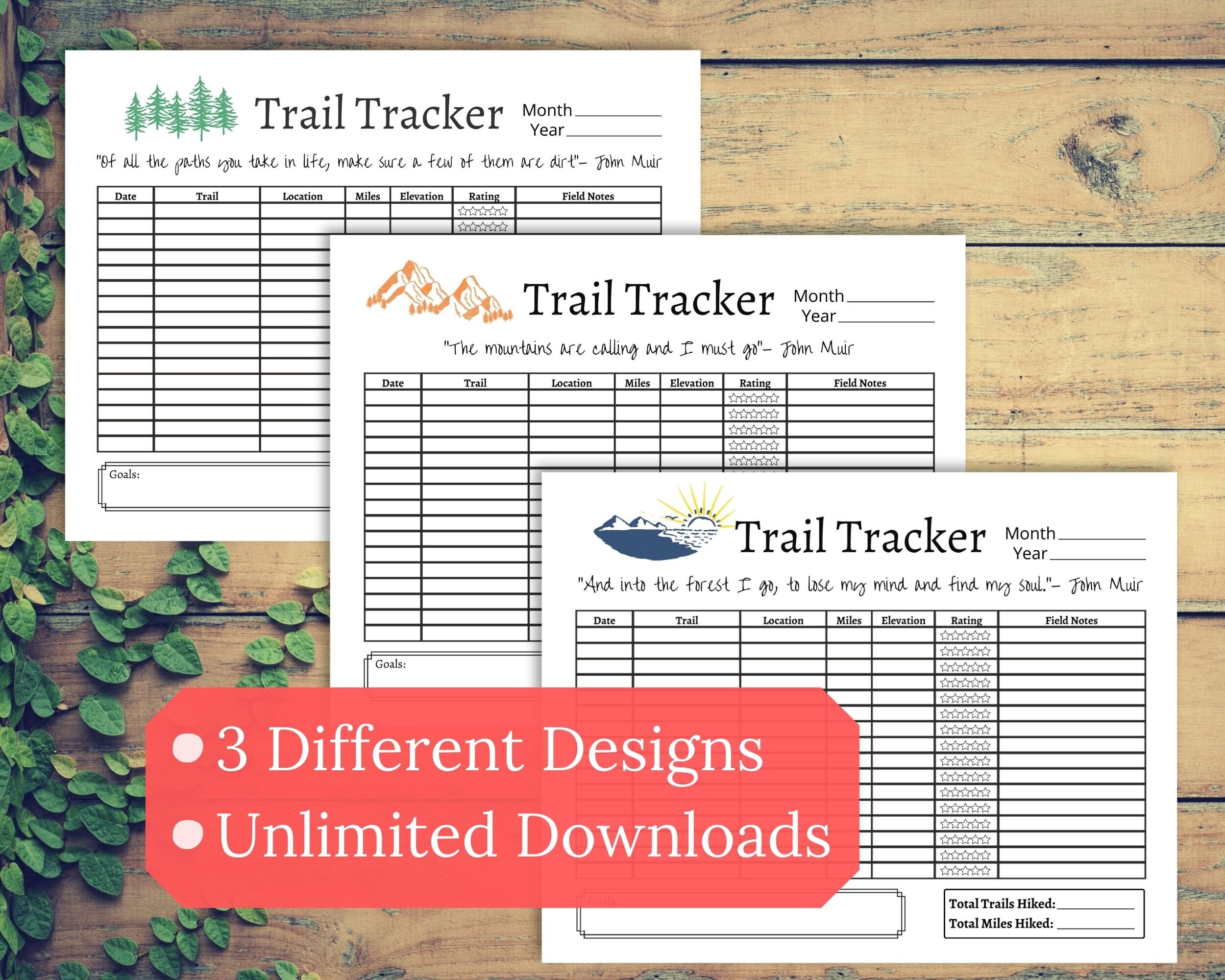 Printable Trail Tracker | Hiking Log - Etsy