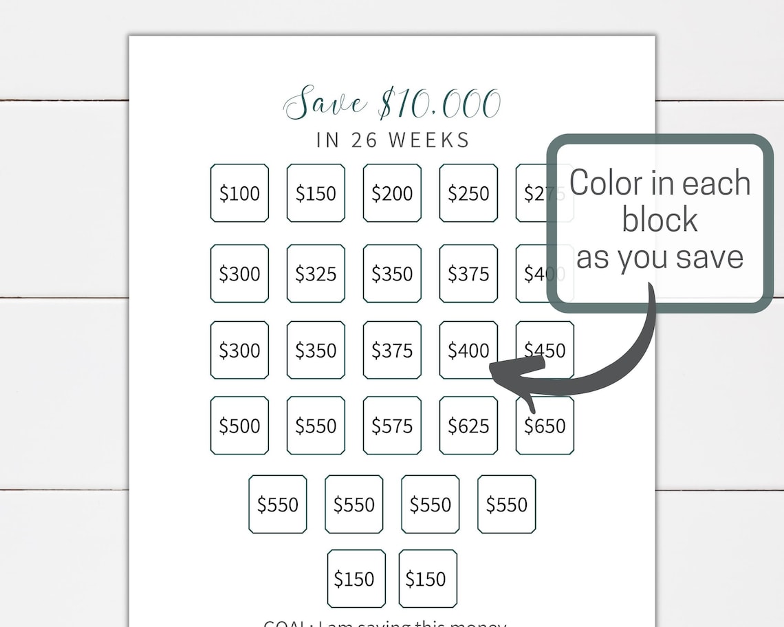 26 Week Savings Challenge Printable, Savings Tracker, Money Challenge ...