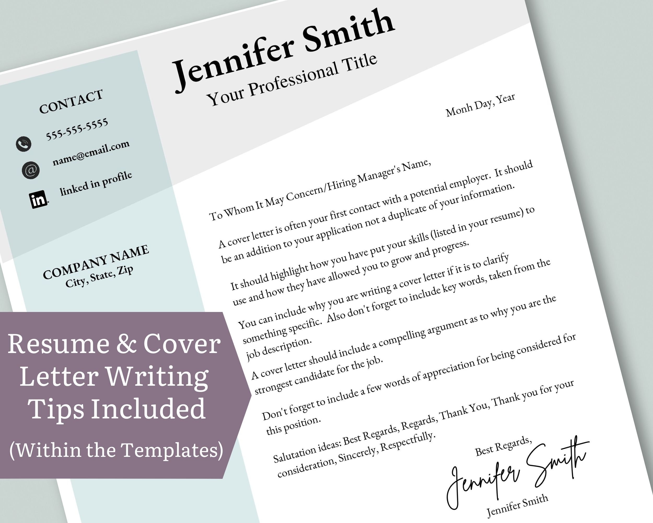 Resume Template Professional Resume With Photo, Cover Letter, and ...