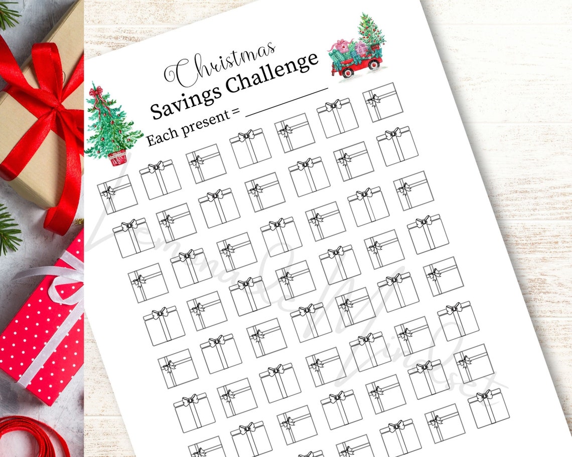 Christmas Savings Challenge Savings Tracker Printable Money Challenge ...