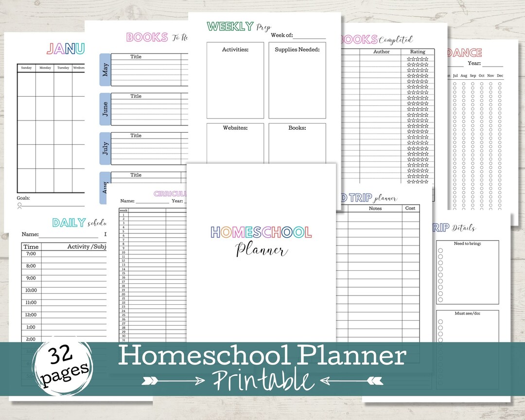 Homeschool Planner Printable, Teacher Planner, Academic Planner, Lesson ...
