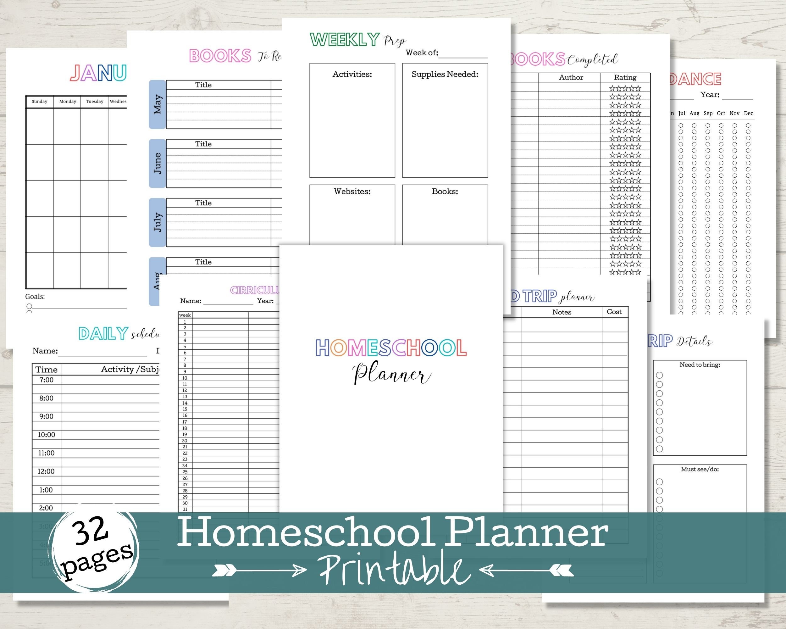 Homeschool Planner Printable, Teacher Planner, Academic Planner, Lesson ...