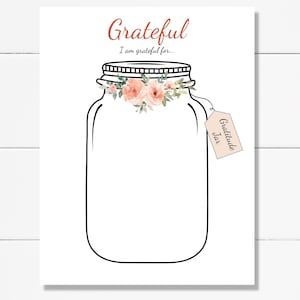 Gratitude Jar Printable, Gratitude Journal Insert, Gratitude Challenge ...