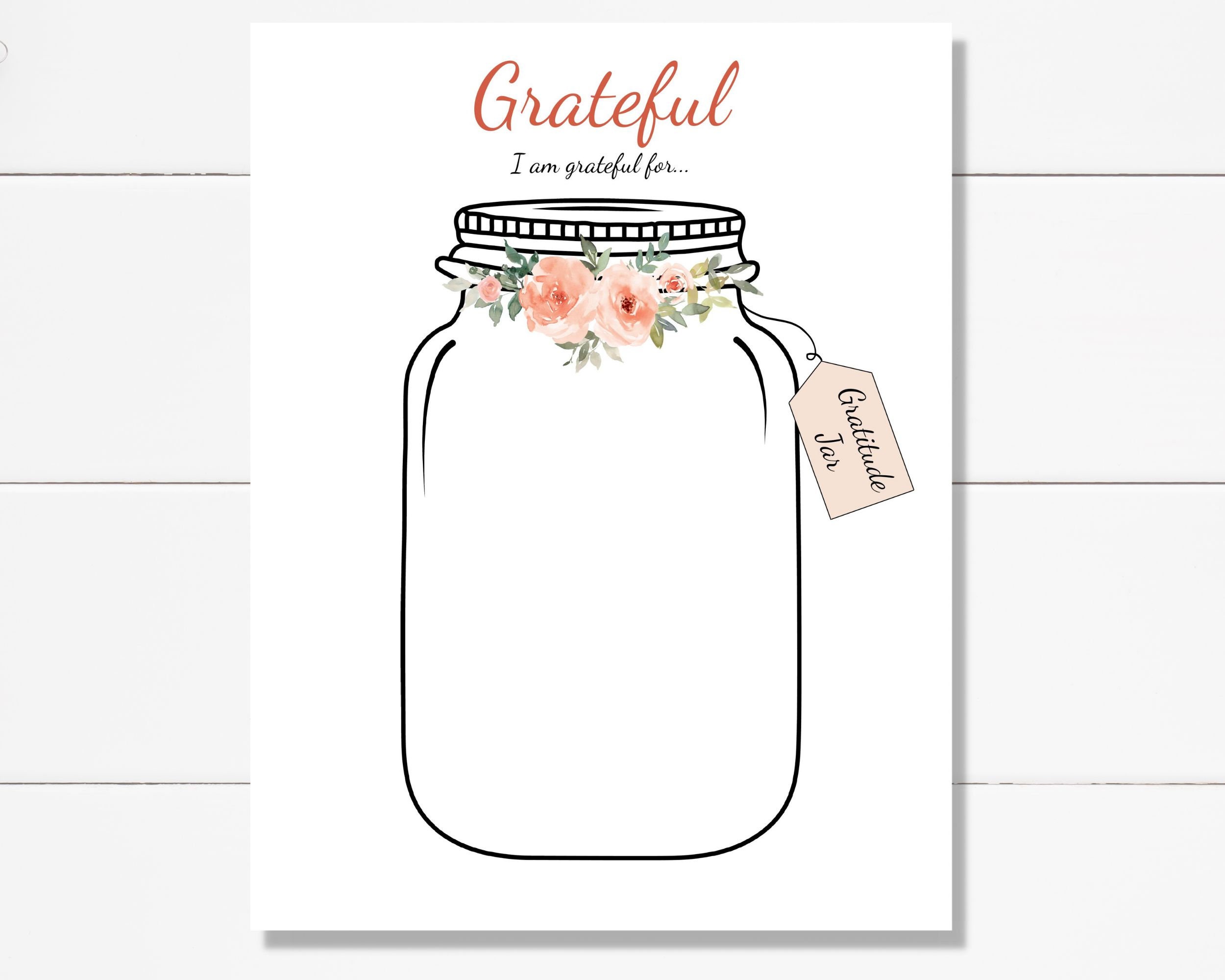 Gratitude Jar Printable, Gratitude Journal Insert, Gratitude Challenge ...