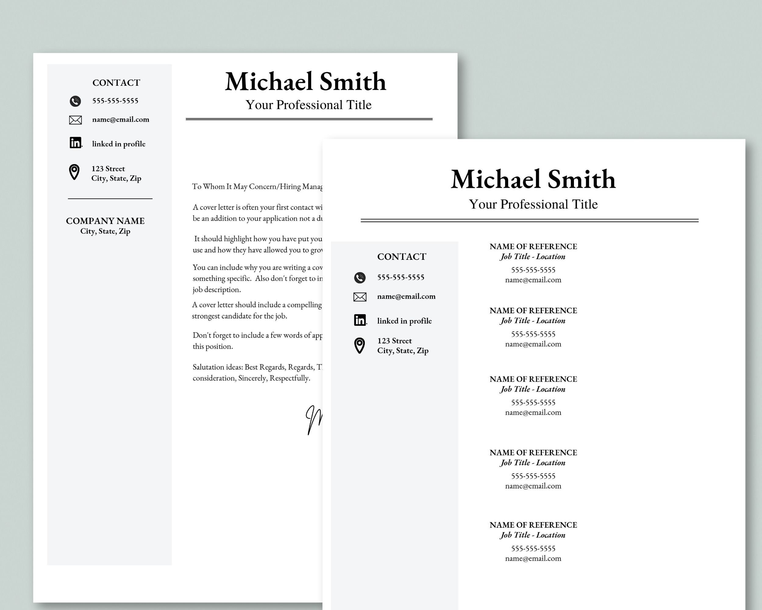 Resume Template | Professional 2 Page Resume With Cover Letter and ...