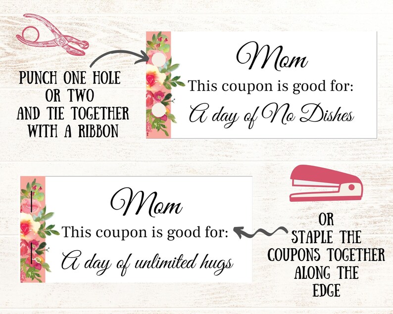 Printable Coupon Book Template for Mom, DIY Mother's Day Gift, Editable ...
