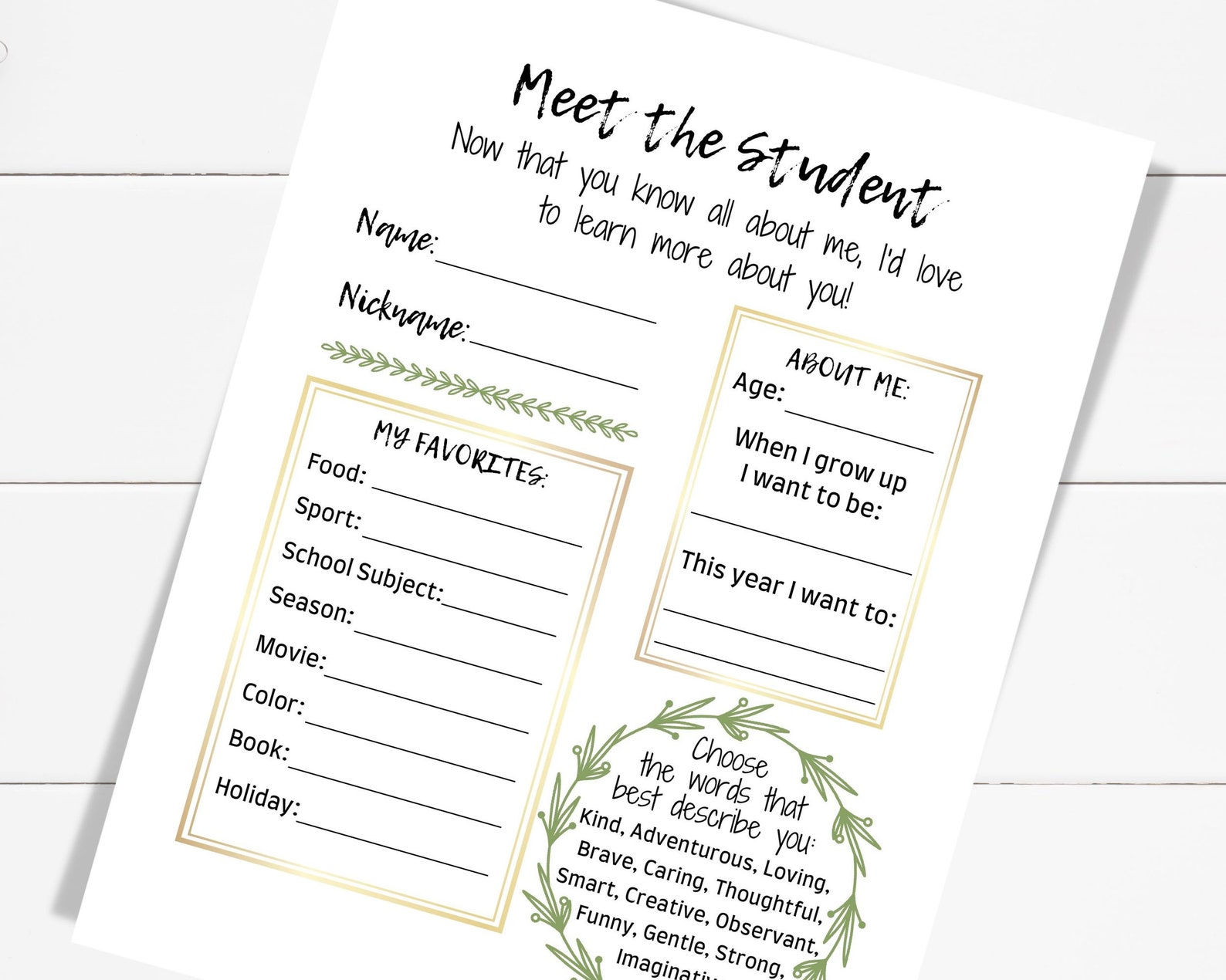 All About Me Student Printable, Meet the Student, Back to School for ...