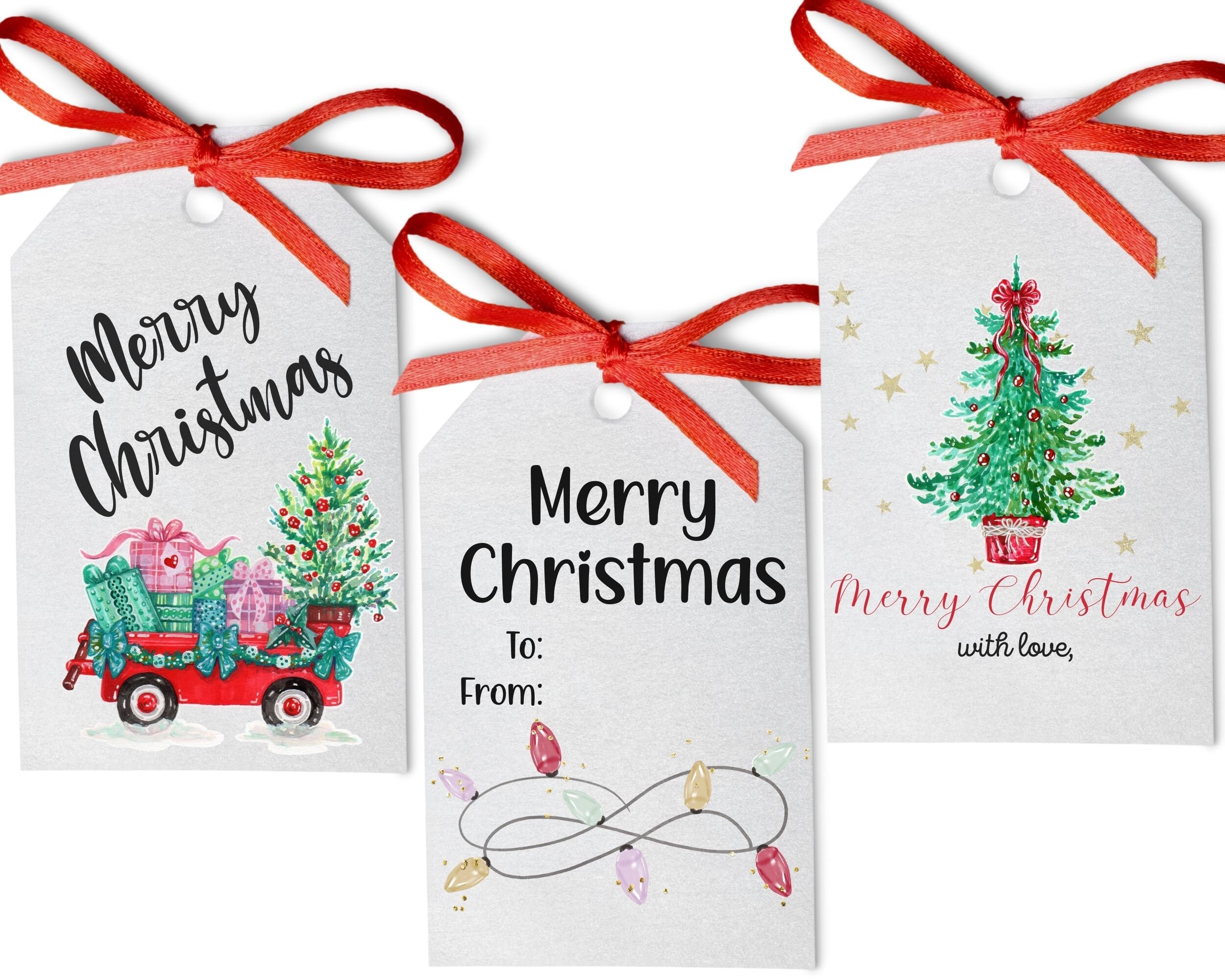 Christmas Gift Tags, Printable Holiday Gift Tags, Merry Christmas Tags ...
