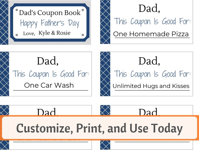 Printable Coupon Book Template for Dad | DIY Father's Day Gift ...