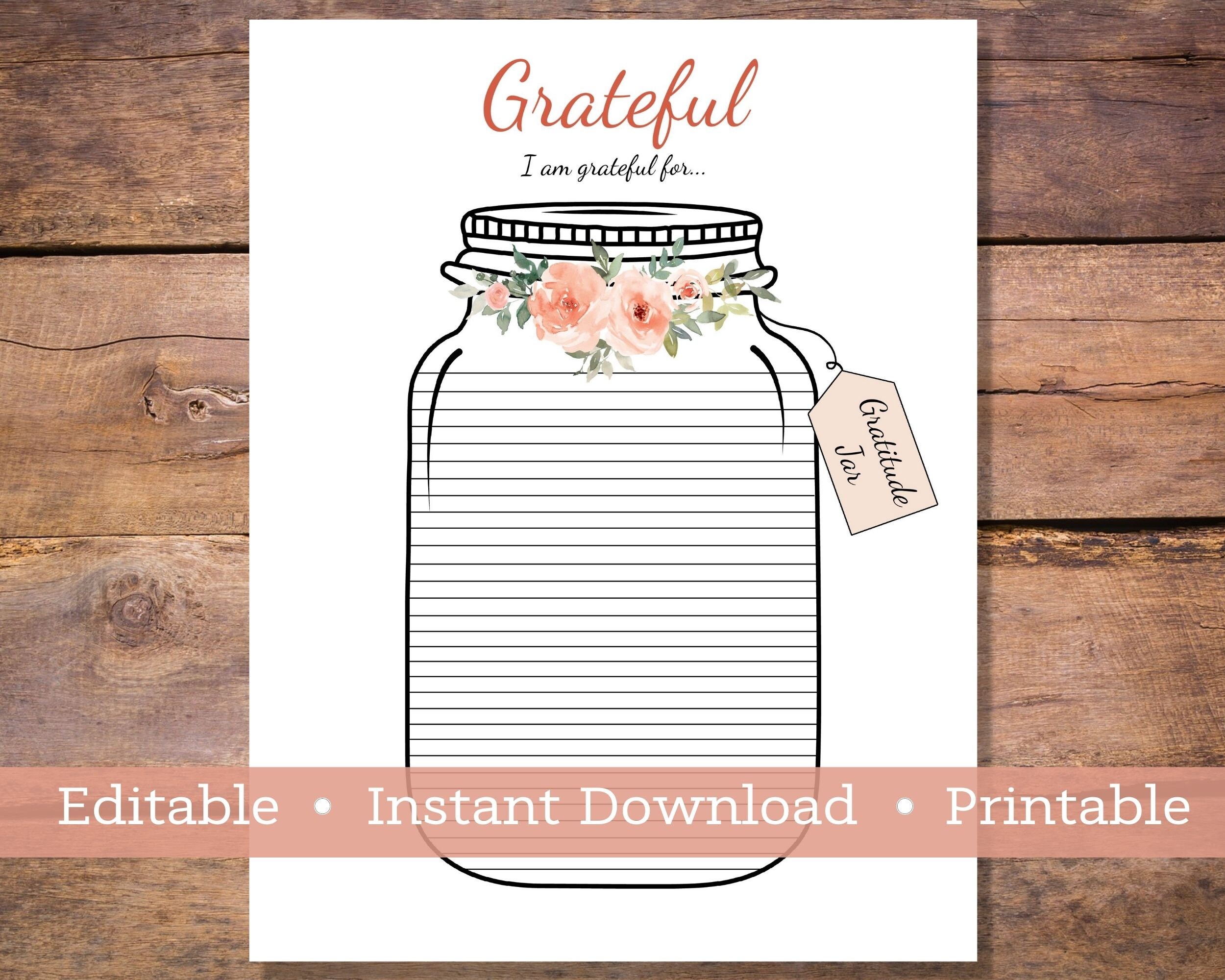 Gratitude Jar Printable Daily Mindfulness Practice - Etsy