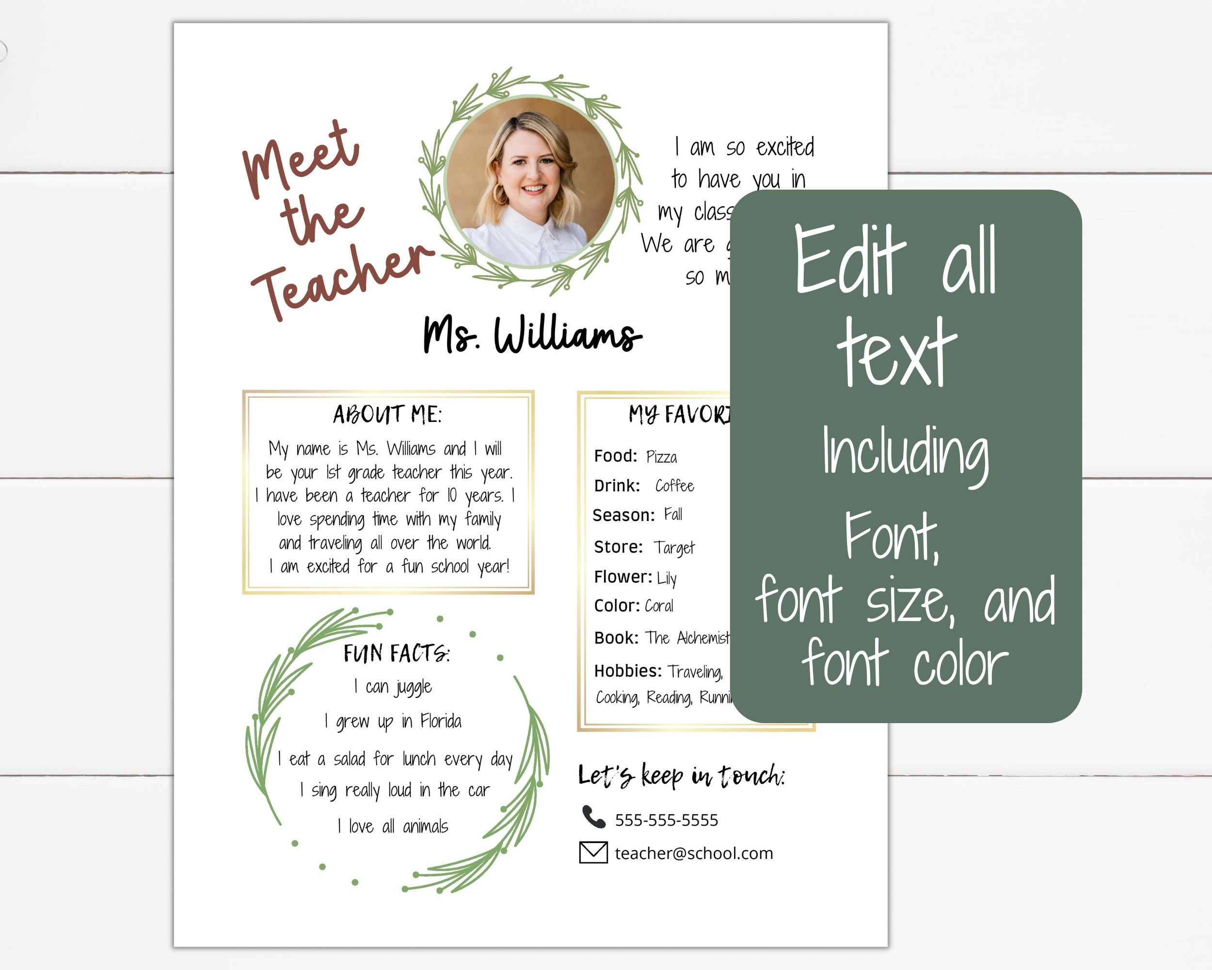 Meet the Teacher Template, Editable Back to School Welcome Letter ...