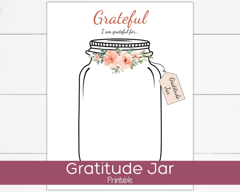 Gratitude Jar Printable, Gratitude Journal Insert, Gratitude Challenge ...