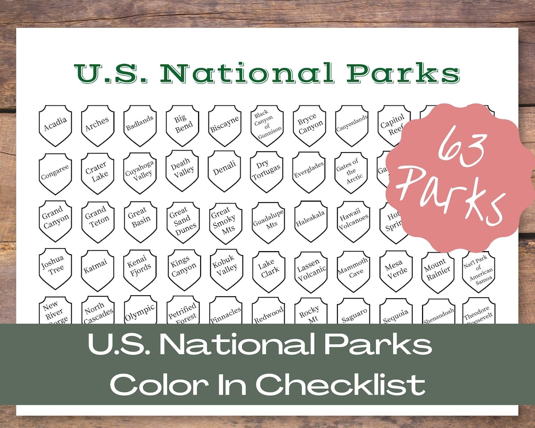 US National Parks Printable | United States National Parks Color in Log ...