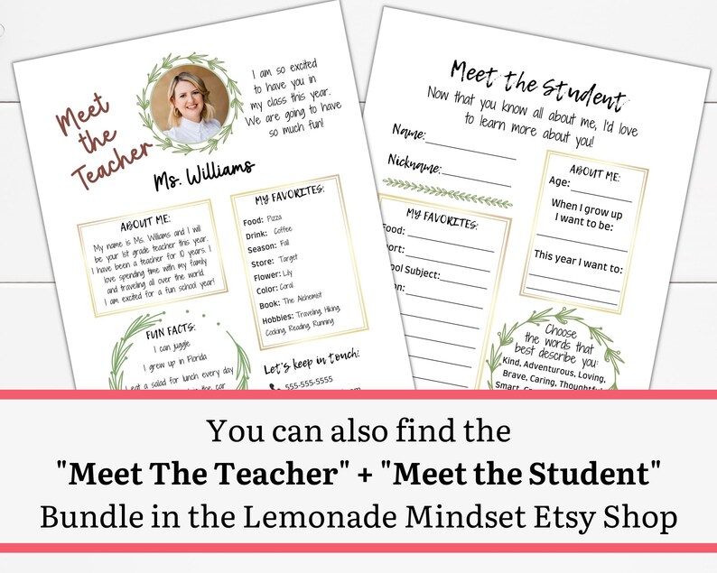 All About Me Student Printable, Meet the Student, Back to School for ...