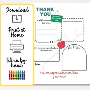 End of School Year Printable, Teacher Appreciation Personalized Gift ...