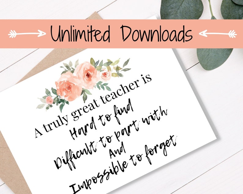 Teacher Appreciation Card Printable Teacher Appreciation Week Gift A ...